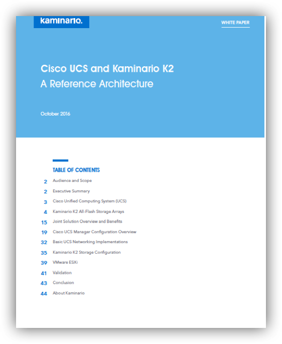 Cisco UCS and Kaminario K2 Reference Architecture